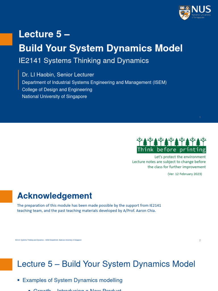 Lecture 5 - Build Your System Dynamics Model | PDF