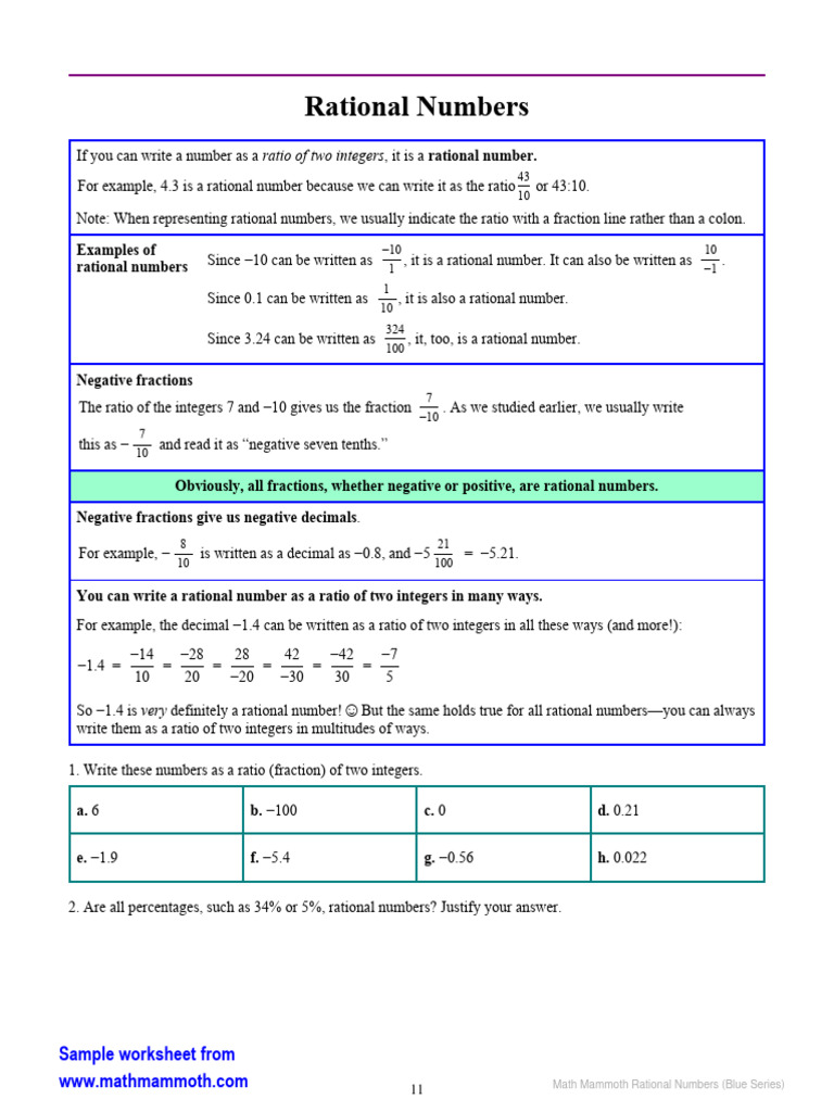 Rational Numbers Rational Numbers | PDF