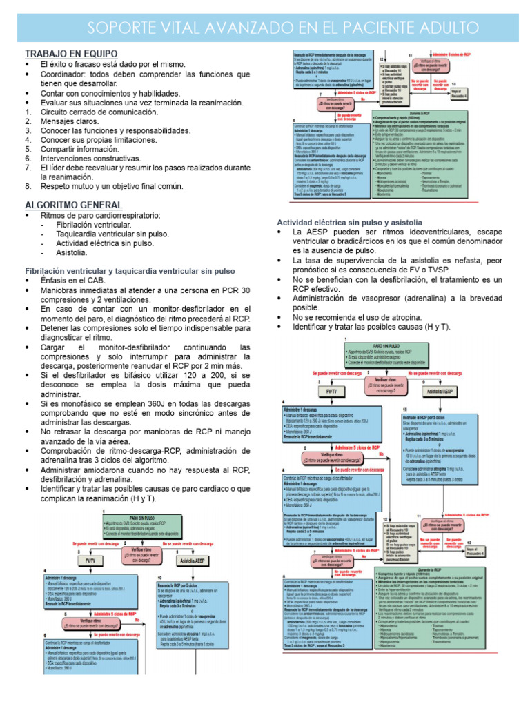 Soporte vital avanzado en el paciente adulto | PDF | Reanimación cardiopulmonar | Medicina Interna