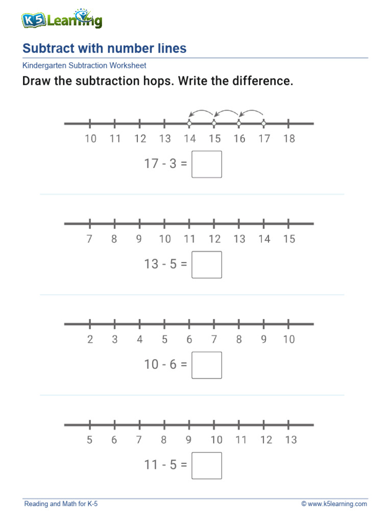 Worksheetskindergartennumber Lines Subtraction D PDF | PDF