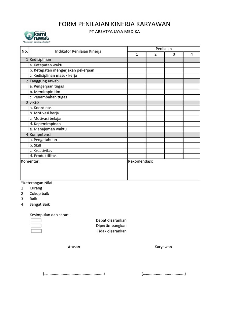 Form Penilaian Karyawan 1 | PDF