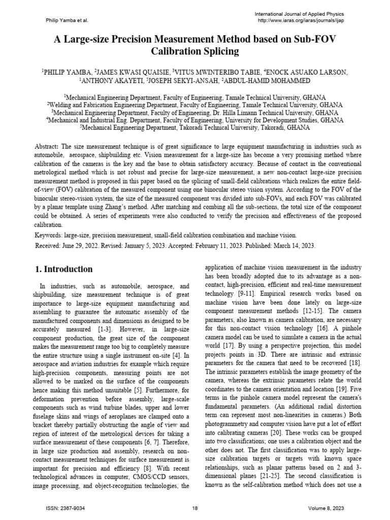 A Large-Size Precision Measurement Method Based On Sub-FOV | PDF