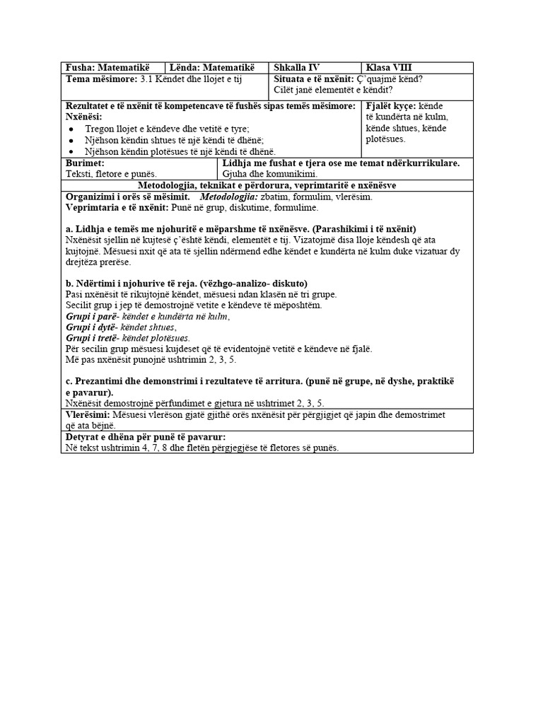 3.1. Këndet. Llojet e Këndeve | PDF