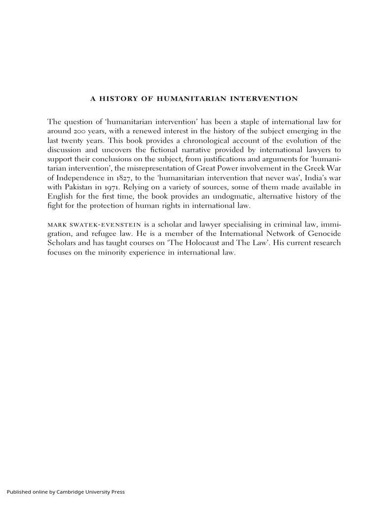 A History of Humanitarian Intervention | PDF | International Law ...