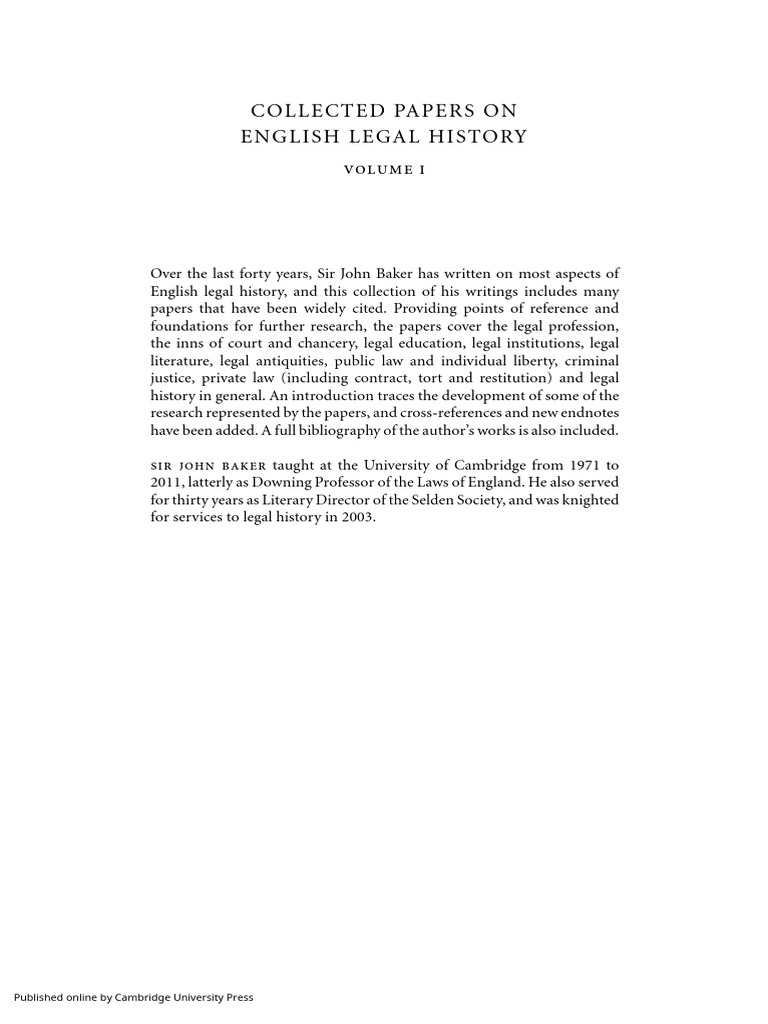 Collected Papers On English Legal History | PDF