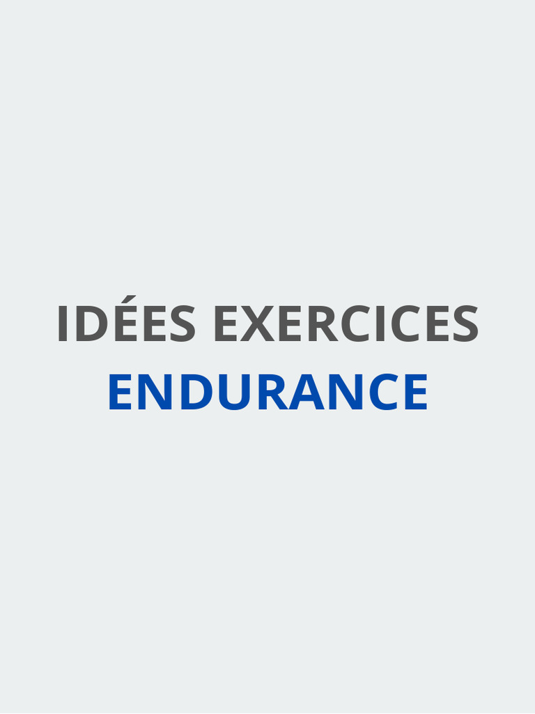 PDF 250 Exercices Endurance | PDF