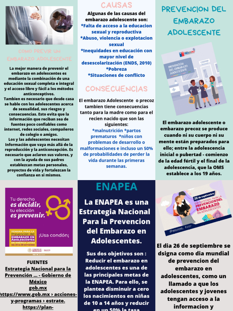 TRIPTICO Prevencion Del Embarazo Adolescente | PDF