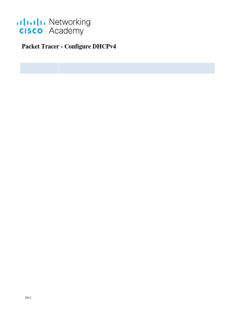 7.2.10 Packet Tracer - Configure DHCPv4 | PDF | Ip Address | Router (Computing)