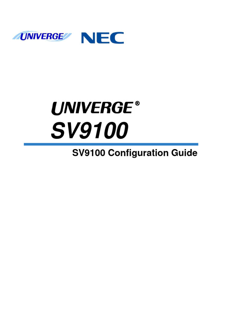 SV9100 Configuration Guide Rev2.0 | PDF