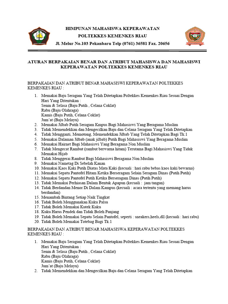 Aturan Berpakaian Dan Atribut Benar Mahasiswa Keperawatan Poltekkes ...