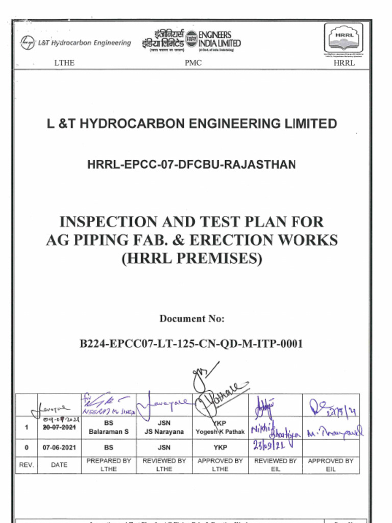 B224-EPCC07-LT-125-CN-QD-M-ITP-0001 Inspection and Test Plan For AG ...