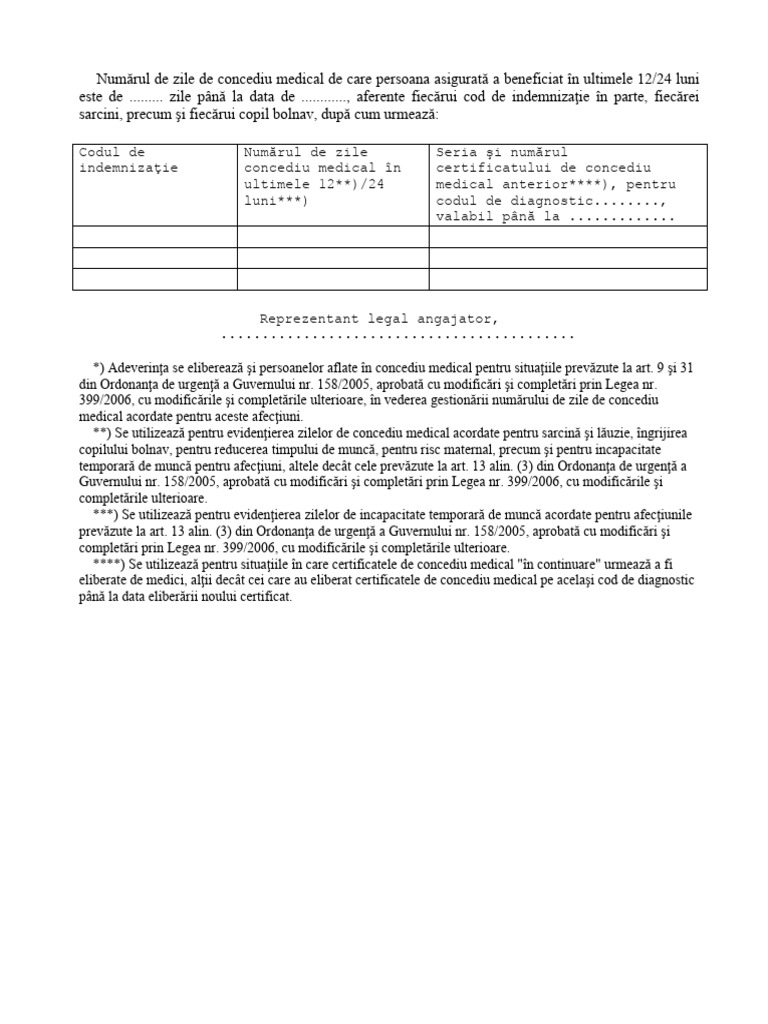 adeverinta angajator concediu | PDF