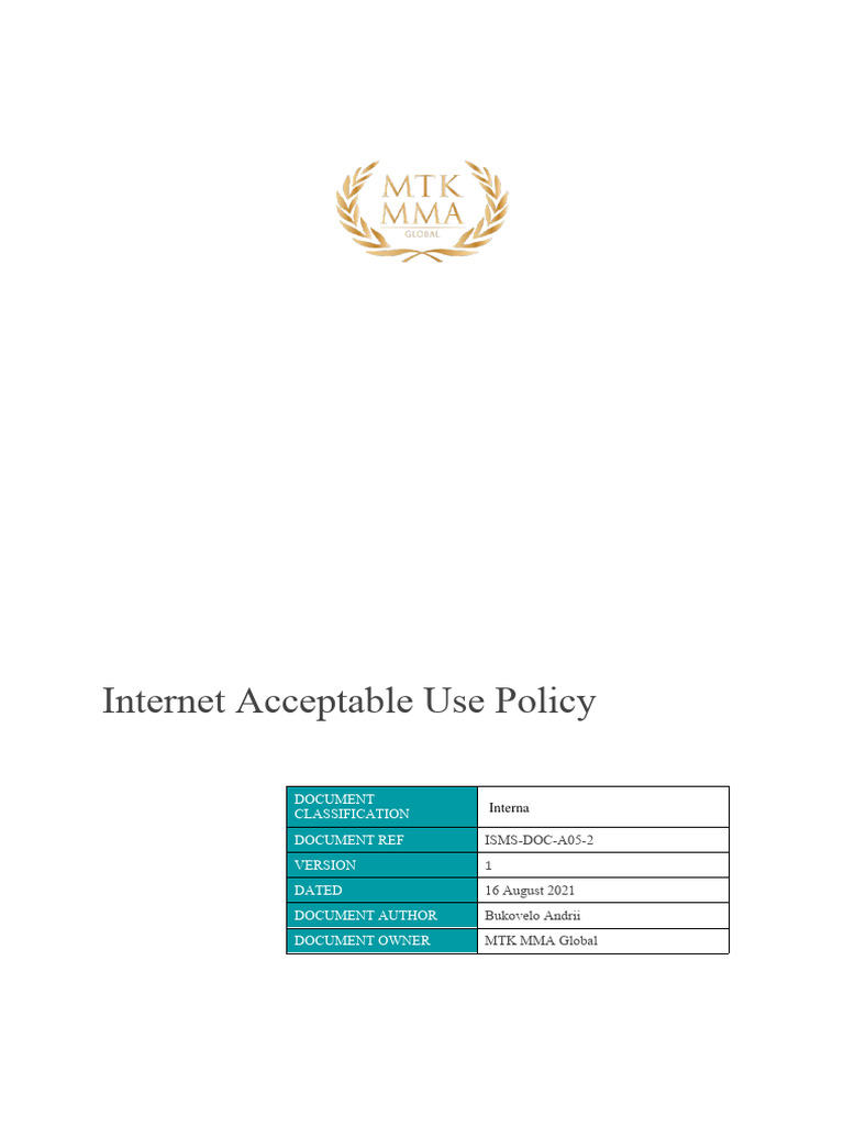 ISMS-DOC-A05-2 Internet Acceptable Use Policy | PDF
