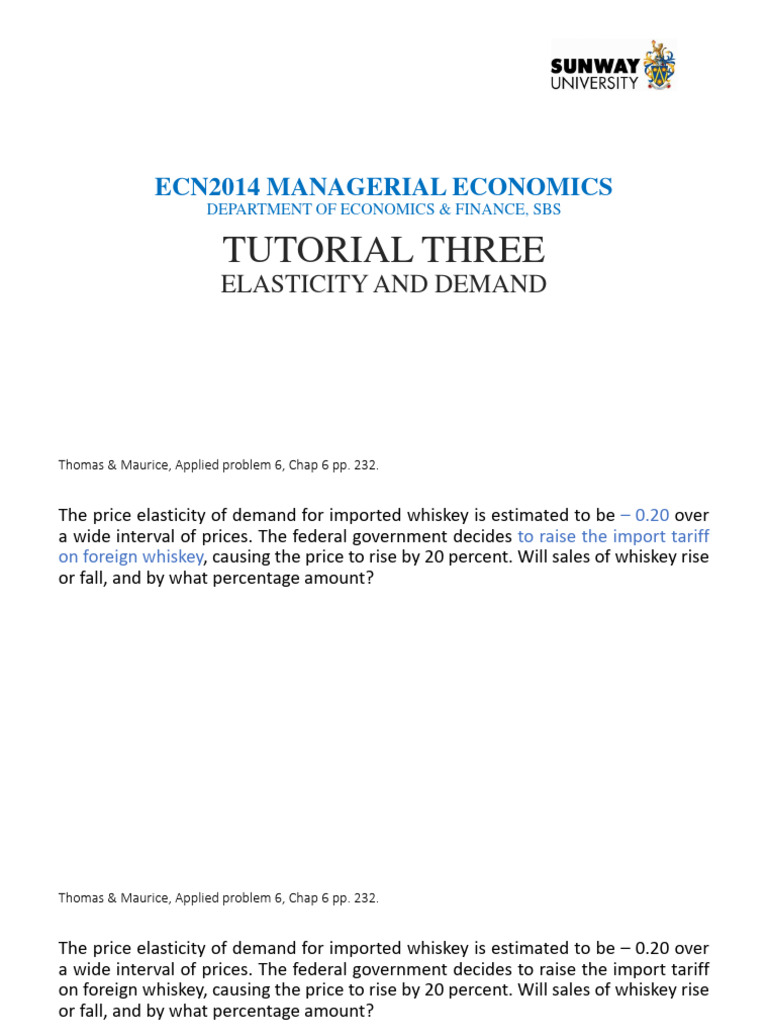 Tutorial 3 Solution Elasticity and Demand | PDF