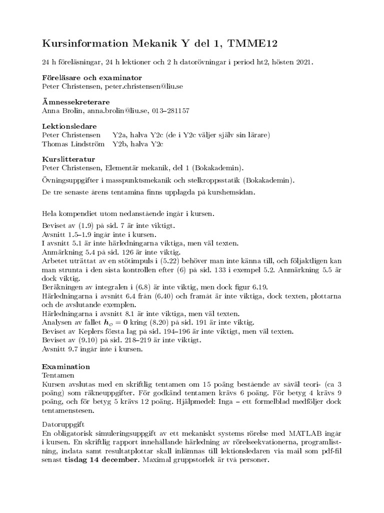 Kursinfo - Kopia | PDF