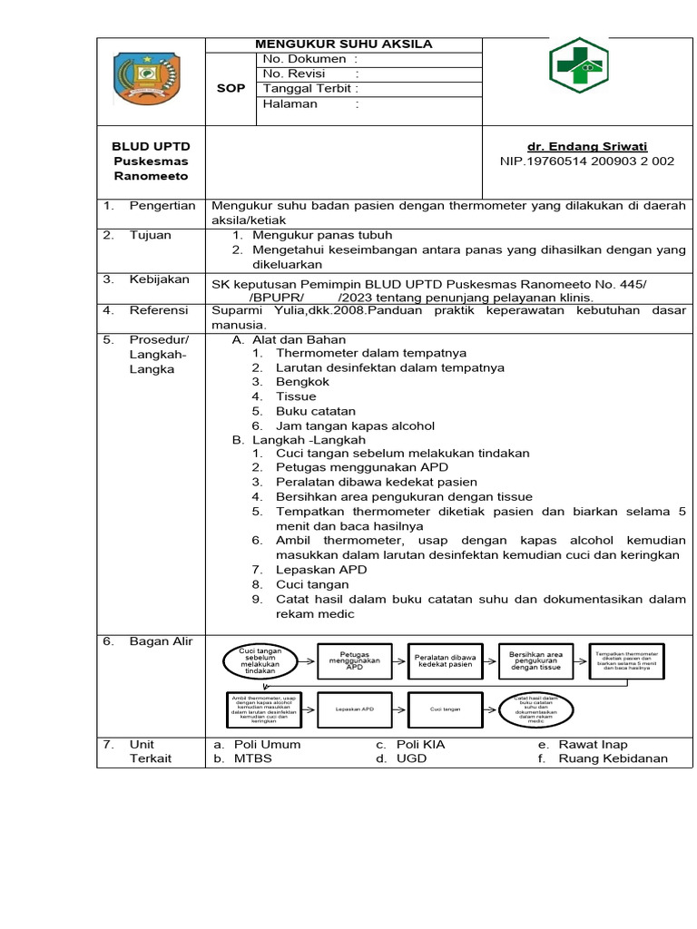 SOP Pengukuran Suhu Aksila | PDF