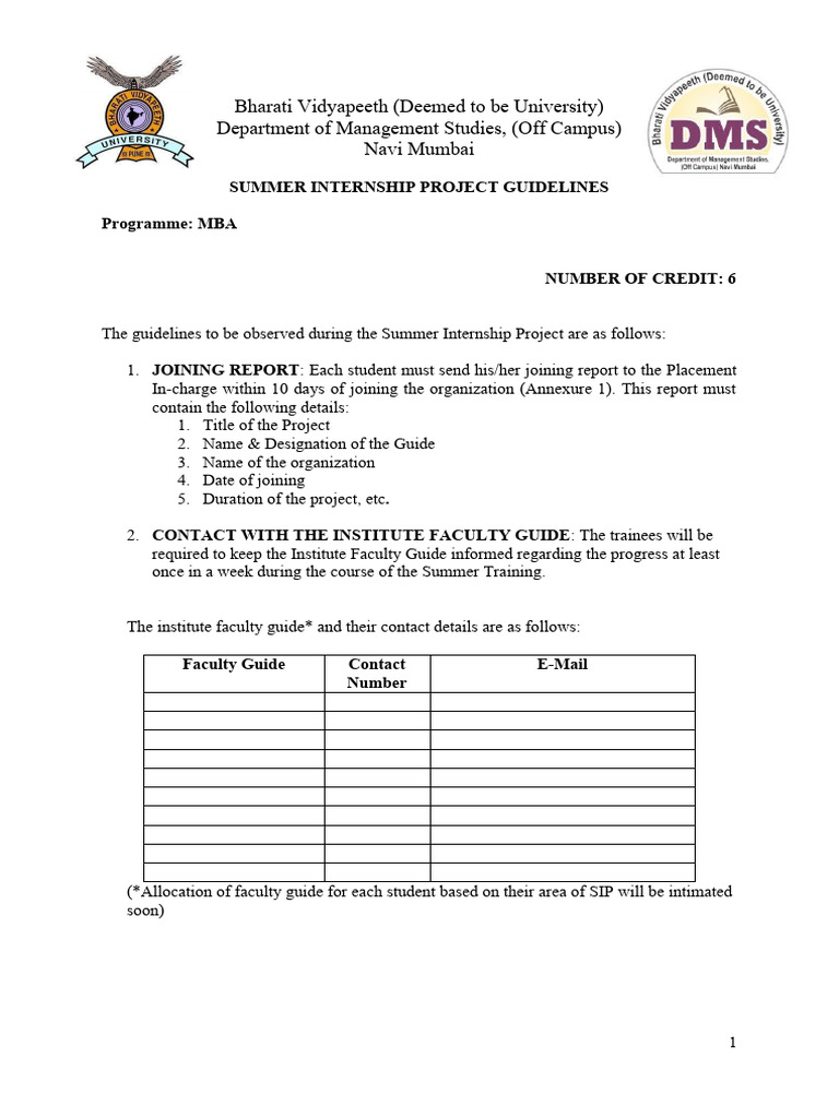 SIP Guidelines | PDF