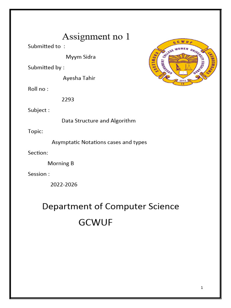 Assignment No 1...... | PDF | Algorithms | Theoretical Computer Science