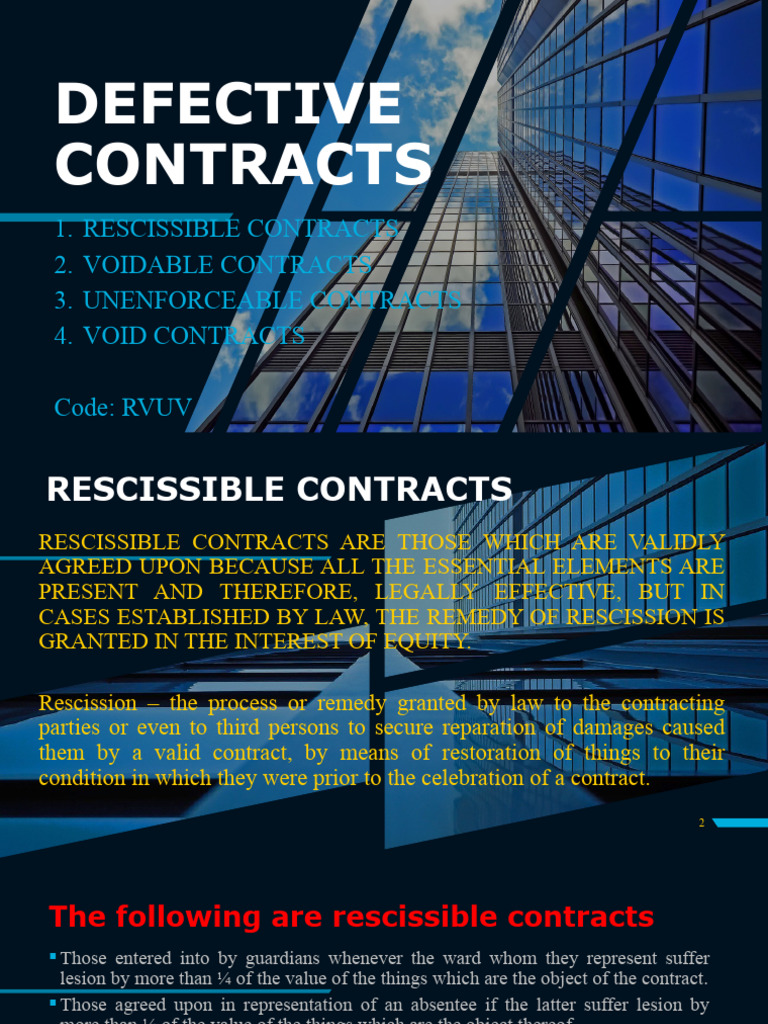 Defective Contracts | PDF
