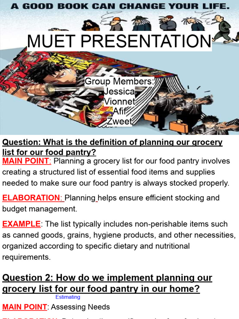 MUET GROCERY LIST PRESENTATION | PDF | Grocery Store | Food Bank