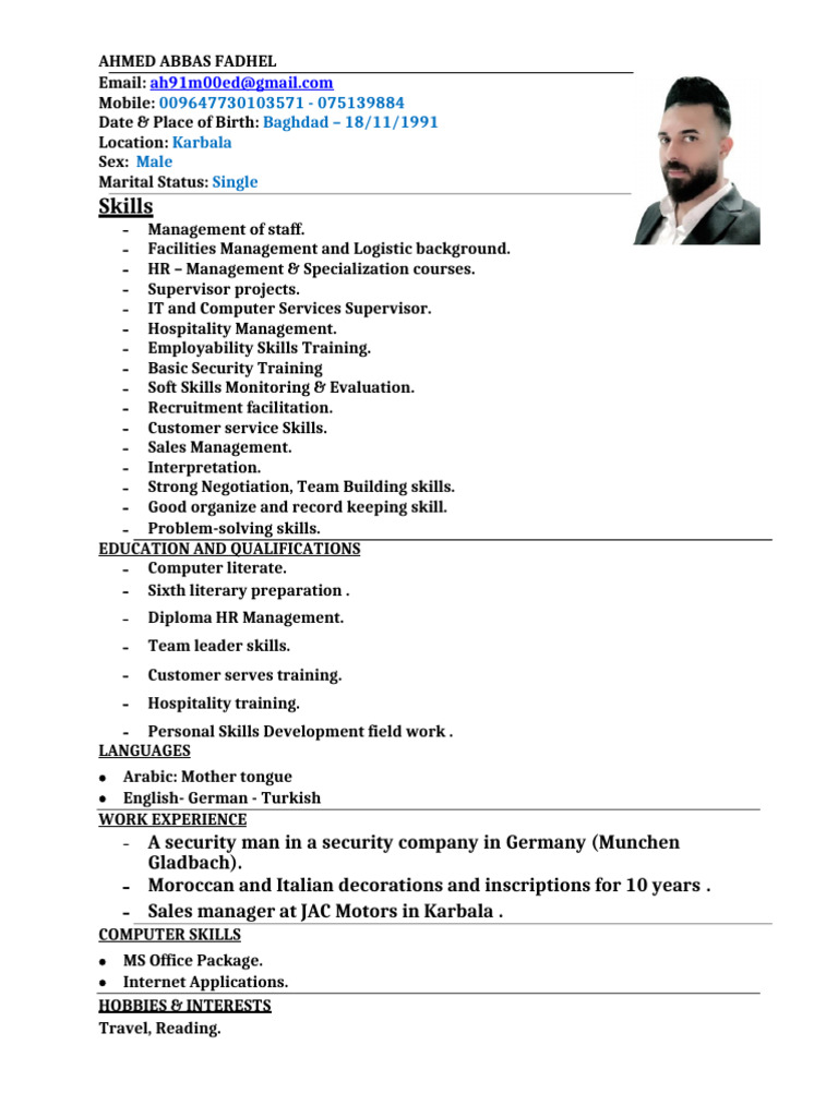 AHMED ABBAS CV. | PDF