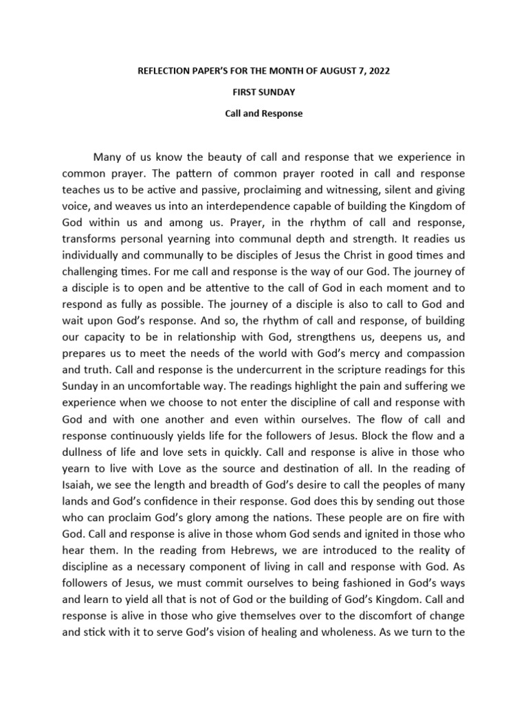 Fr. Francis Reflection Papers | PDF