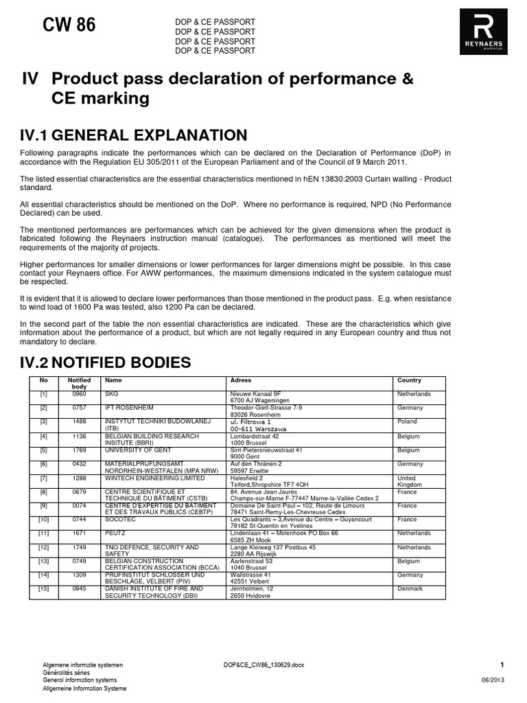 CE Marking & DoP for Curtain Walls | PDF | Technology & Engineering