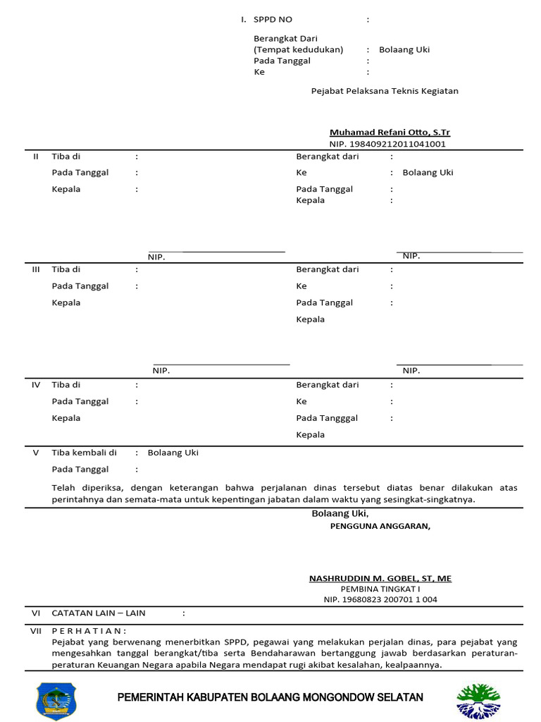 SPPD Lembar Belakang | PDF