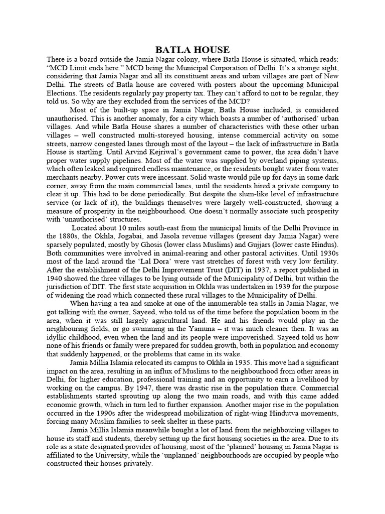 Batla House - Why It Can Never Be Gentrified | PDF | Delhi