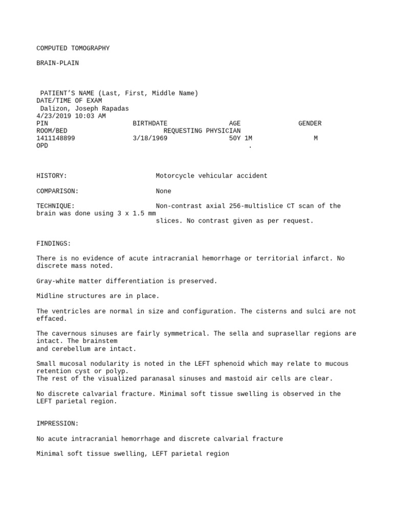 411584875-Ct-Scan-Result-sample-template | PDF