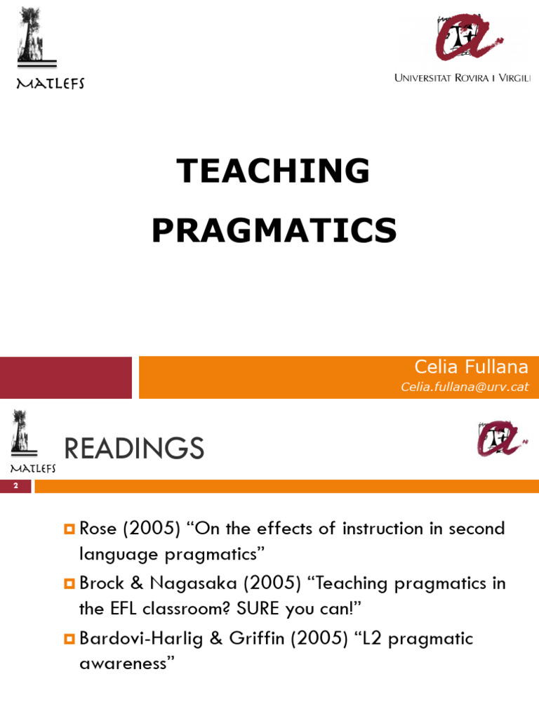 Teaching Pragmatics in EFL Classroom | PDF