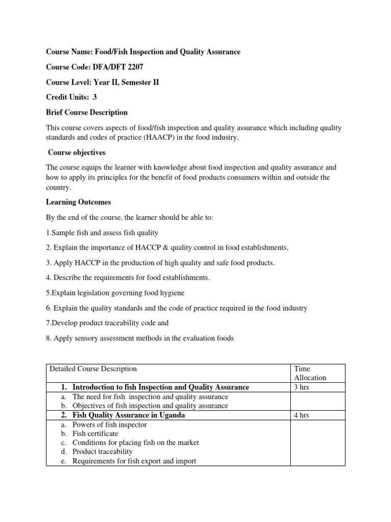 Fish Inspection & QA for Students | PDF | Hazard Analysis And Critical ...
