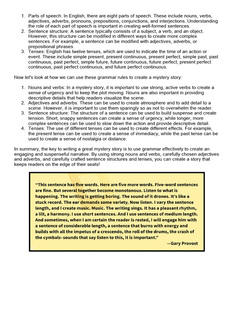 Grade 7 English - Parts of Speech | PDF