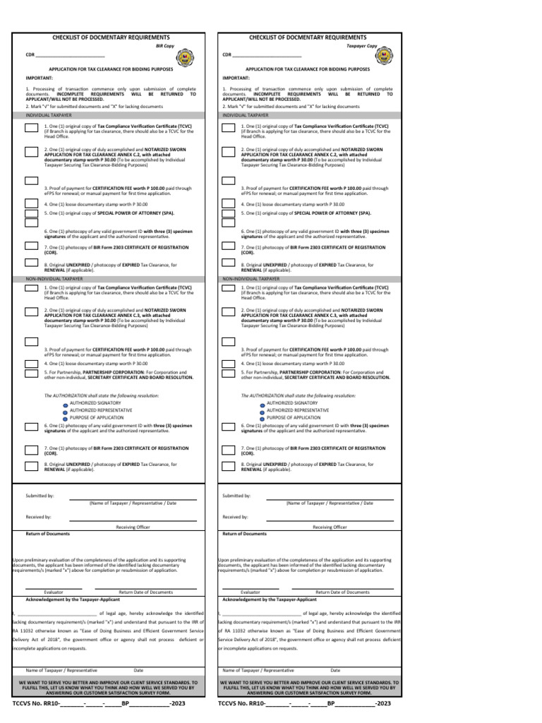 Tax Clearance Application Checklist | PDF | Finance & Money Management
