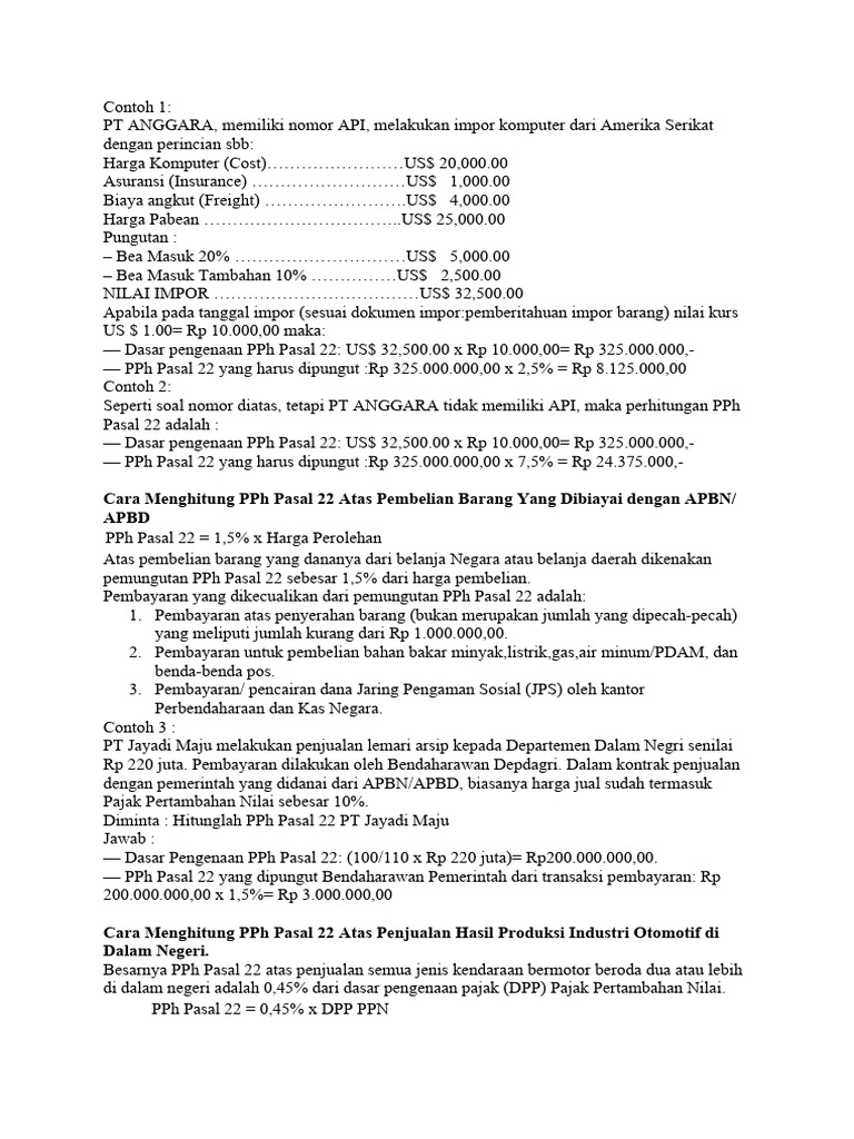 Contoh Soal PPH 22 | PDF