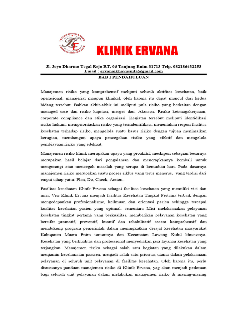 Strategi Mitigasi Risiko Klinik Ervana | PDF