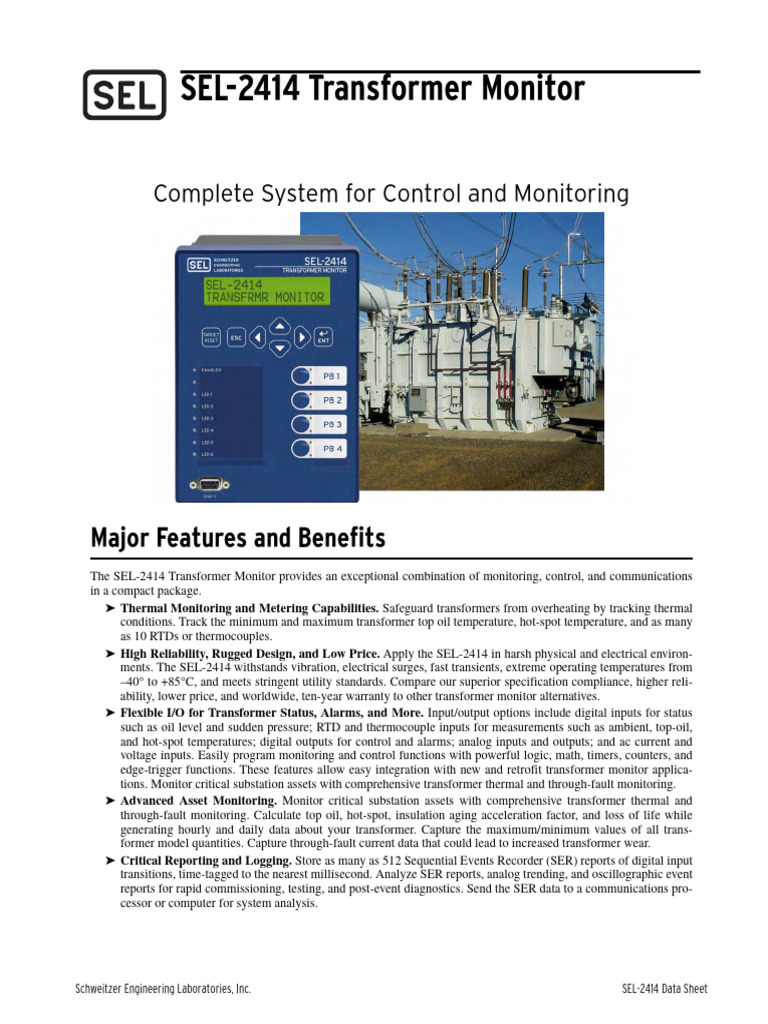 1 Data Sheet Sel-2414 | PDF | Transformer | Scada