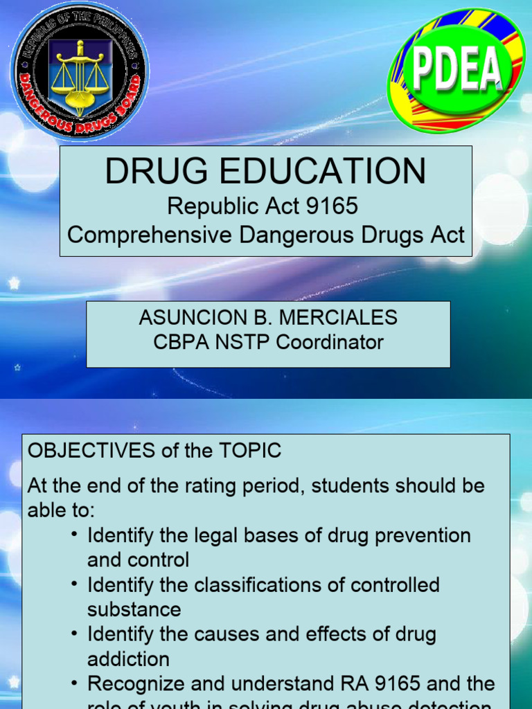 Drug Education and Awareness Objectives | PDF | Self-Improvement ...