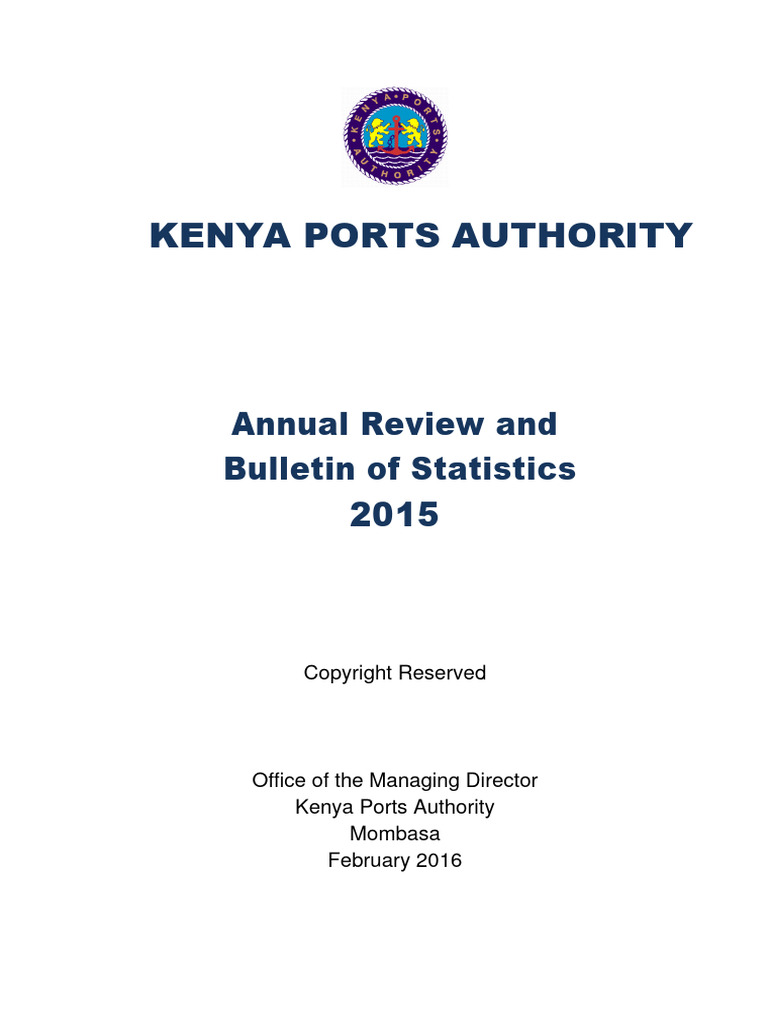 KPA Annual Report 2015 (Without Photos) | PDF | Port | Tonnage
