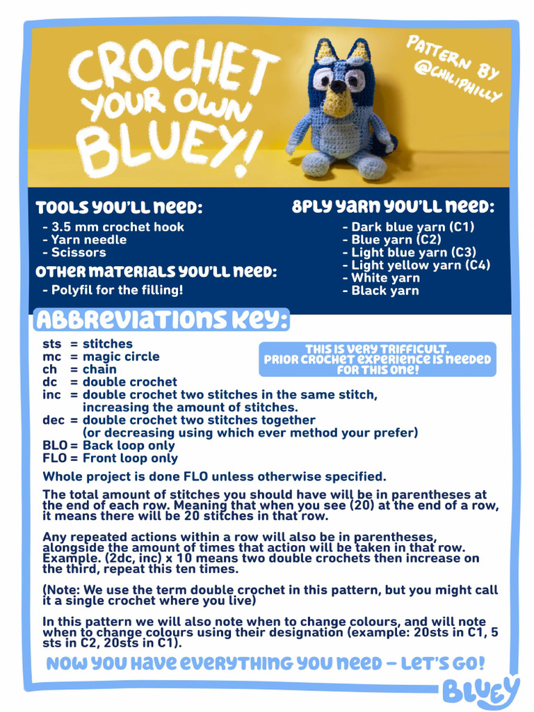 Free Bluey Crochet Pattern PDF | PDF | Teaching Methods & Materials