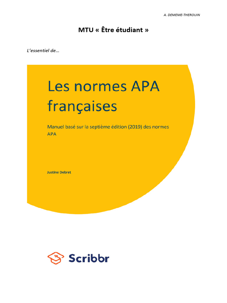 Normes APA : Guide de citation et mise en page | PDF