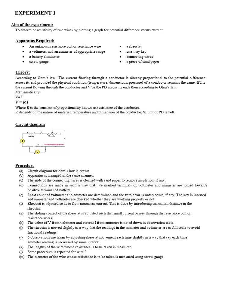 EXP-1 Ohm's Law | PDF