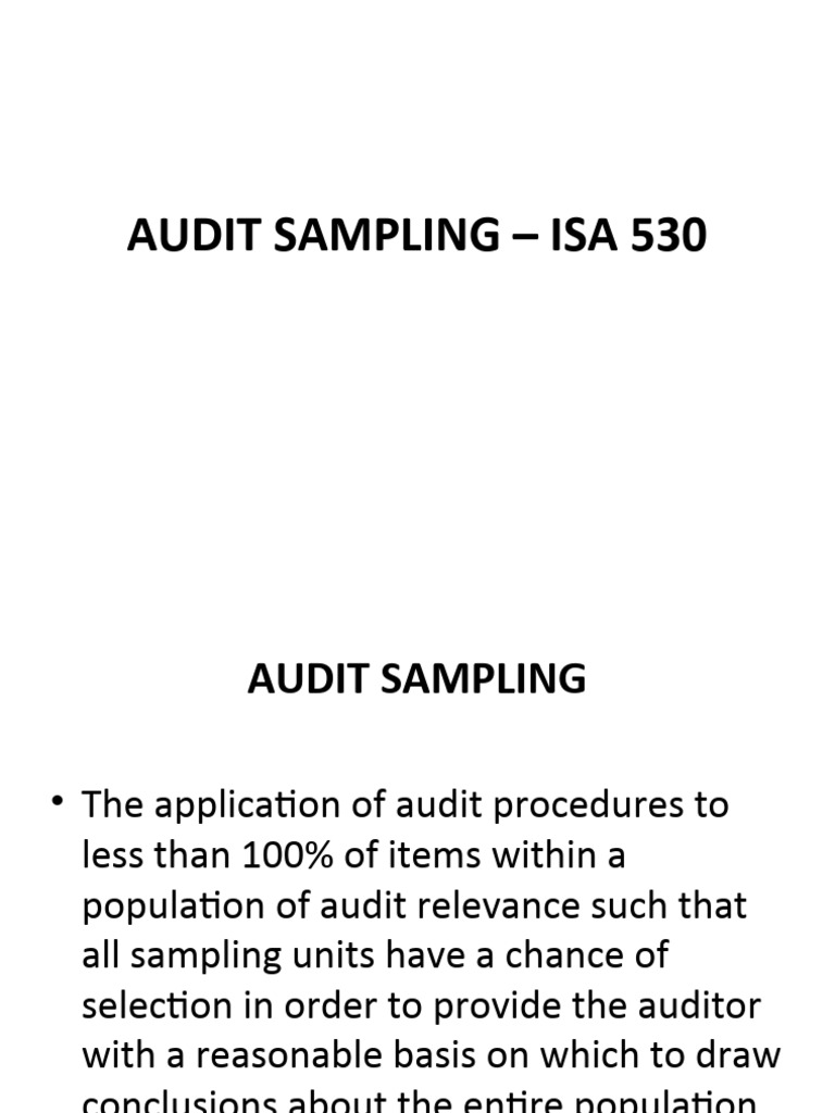 Audit Sampling - Isa 530 | PDF