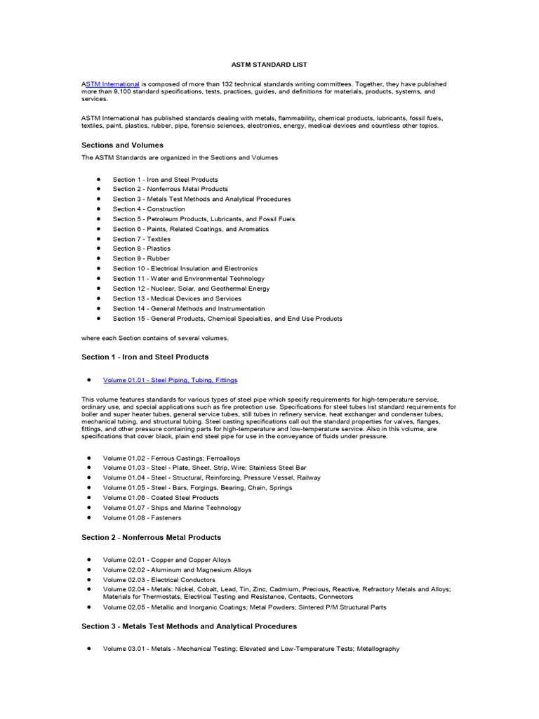 Astm Standard List | PDF | Home & Garden | Science & Mathematics