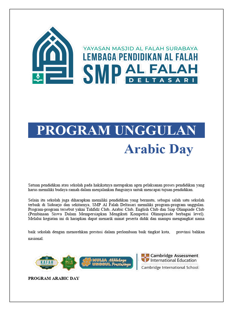 PROGRAM UNGGULAN Arabic Day | PDF