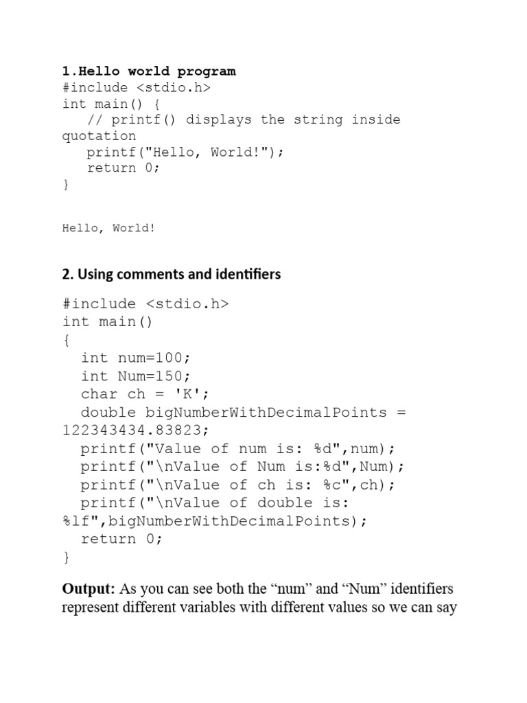 Using Comments and Identifiers | PDF