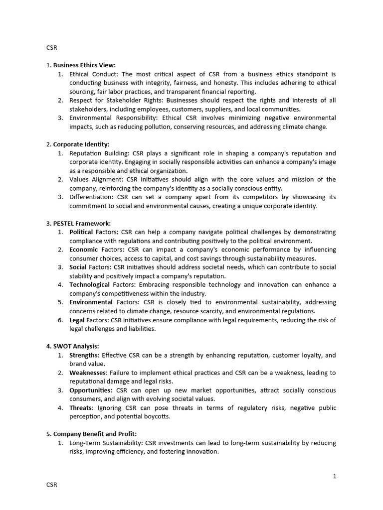 SWOT Analysis | PDF | Corporate Social Responsibility | Sustainability