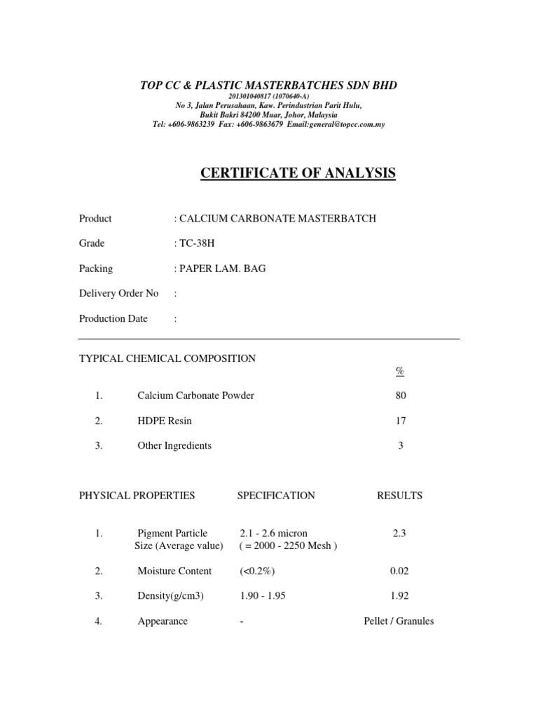 COA For TC-38H | PDF | Technology & Engineering