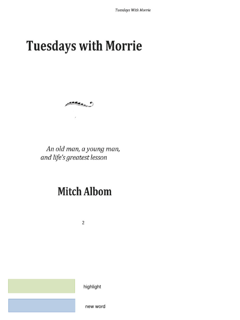 Tuesdays With Morrie | PDF