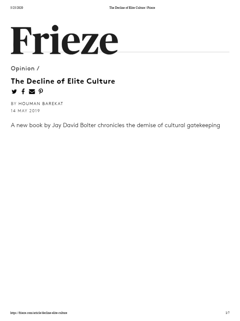 Decline of Elite Culture | PDF